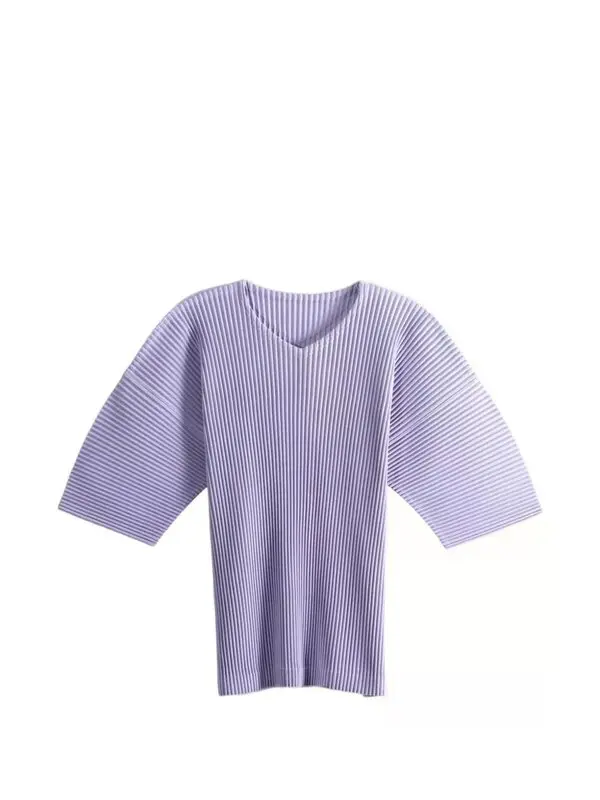 Issey Miyake Pleated V-neck T-shirt
