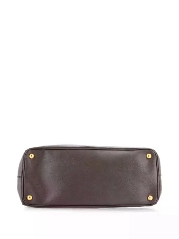 Prada Lux Saffiano Leather Double Zip Tote Bag - Grey
