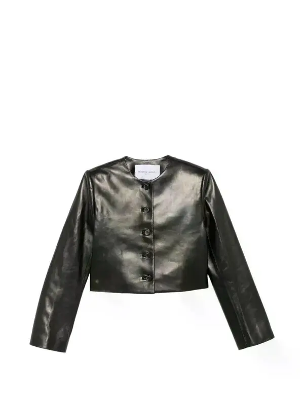 Brandon Maxwell Ryder Cropped Leather Jacket