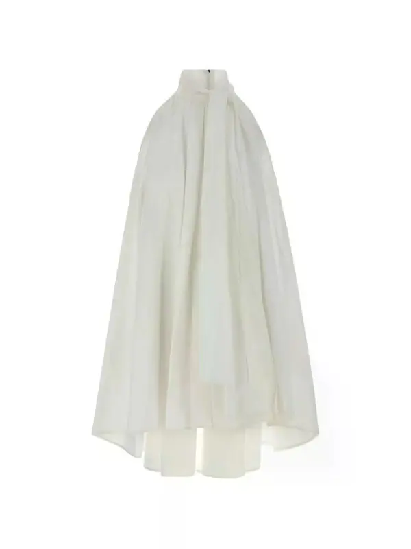 Givenchy Tie-neck Pleated Mini Dress - White