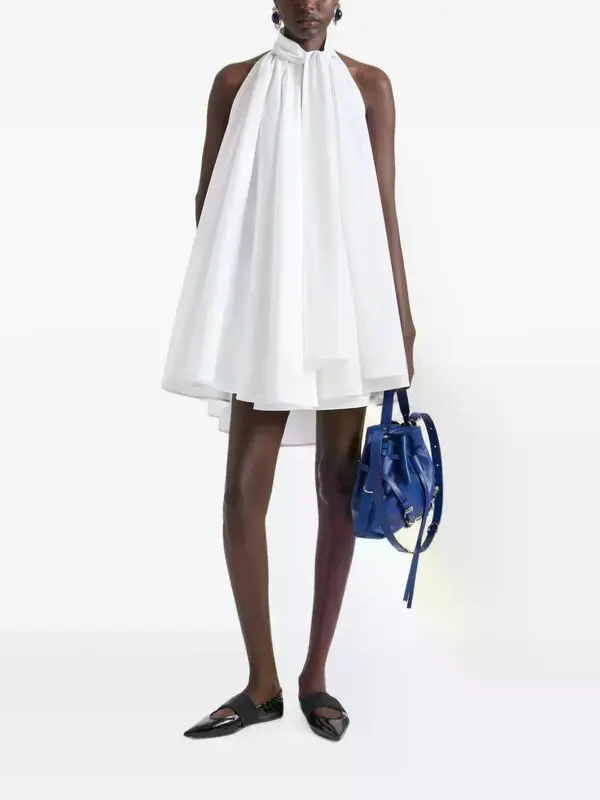 Givenchy Tie-neck Pleated Mini Dress - White