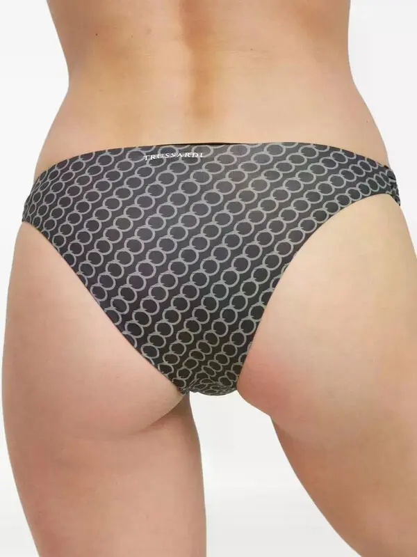 TRUSSARDI Monogram Print Ring Detail Bikini Bottoms - Black