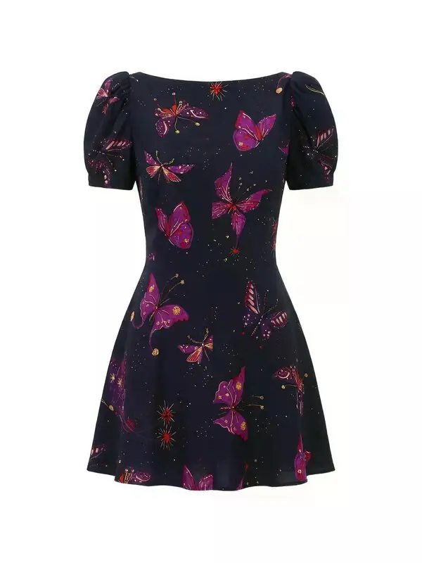 Valentino Garavani Butterfly Print Puffed Sleeve Mini Dress