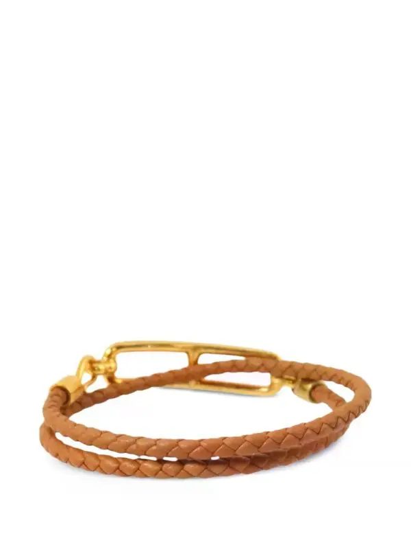 Hermès Roulis Braided Leather Bracelet - Brown