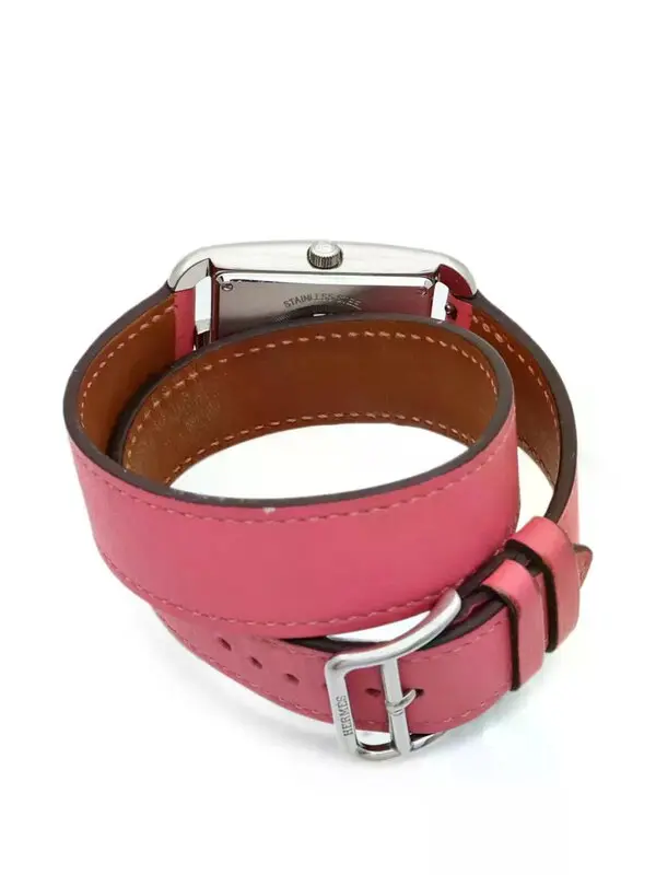 Hermès Cape Cod 23mm Watch With Pink Calf Leather Strap - White
