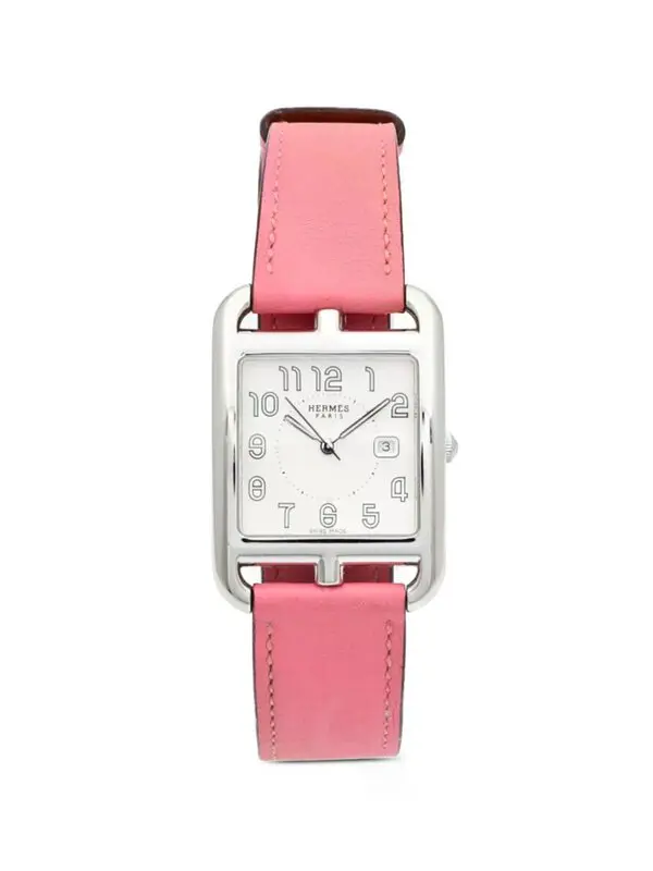 Hermès Cape Cod 23mm Watch With Pink Calf Leather Strap - White