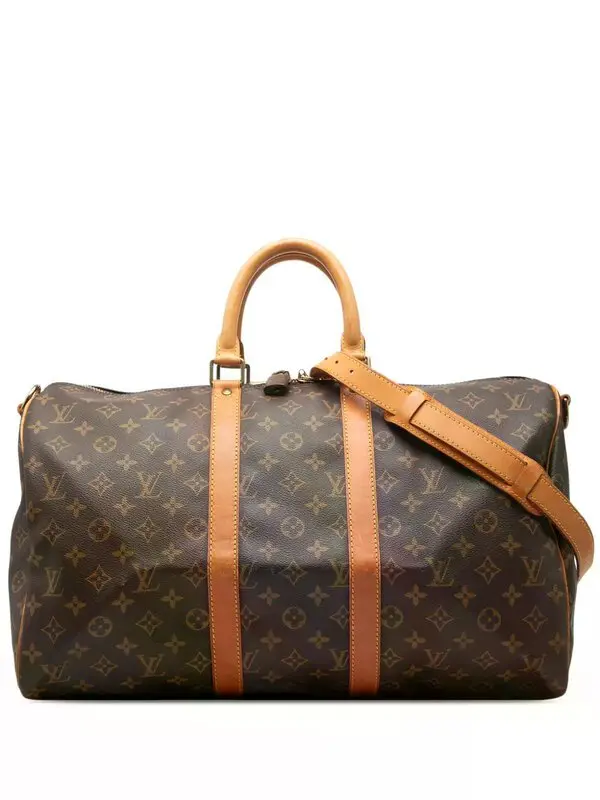 LOUIS VUITTON Monogram Keepall Bandouliere 45 Travel Bag - Brown