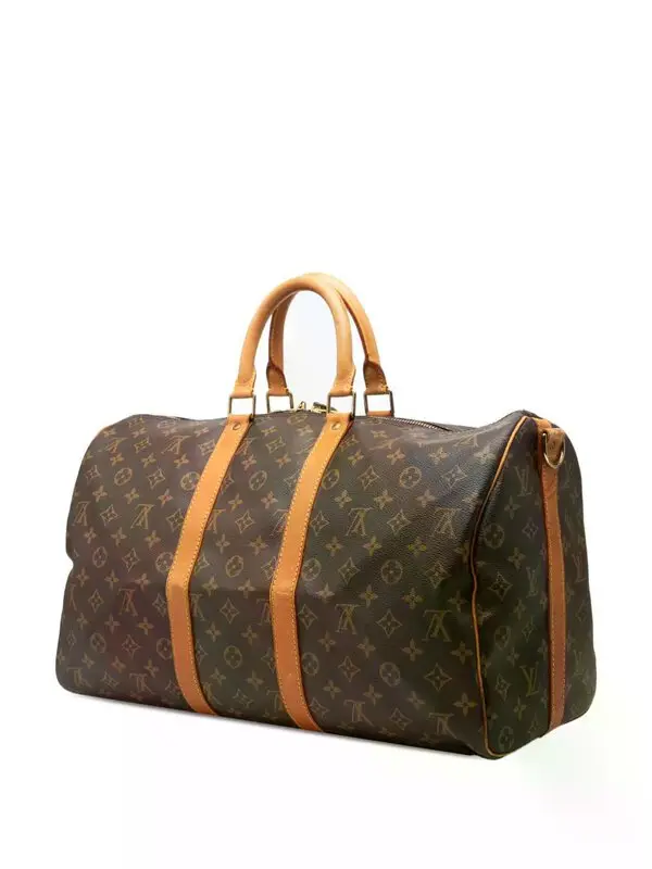 LOUIS VUITTON Monogram Keepall Bandouliere 45 Travel Bag - Brown