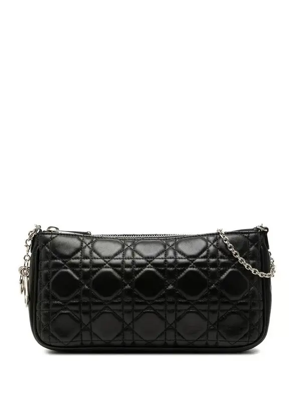 Dior 2009 Lambskin Cannage Pochette Shoulder Bag - Black