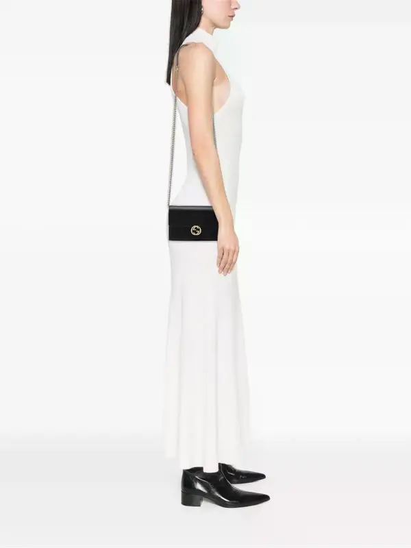 Gucci 2000-2015 Dollar Calfskin Interlocking G Wallet On Chain Crossbody Bag - Black