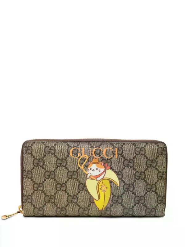 Gucci 2016-2026 Bnf Gg Supreme Bananya Zip Around Wallet Long Wallets - Neutrals