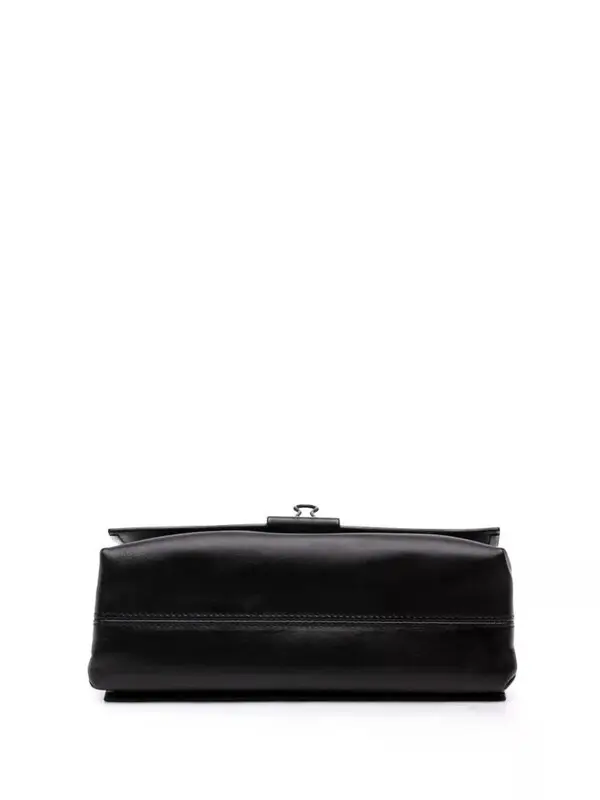 Off-White Embossed Leather Diag Binder Clip Flap Satchel