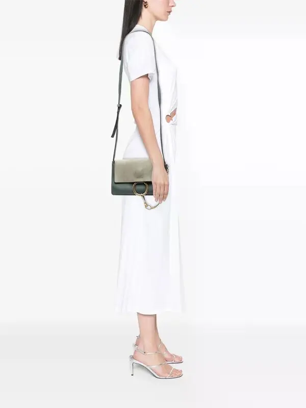 Chloé Small Suede And Calfskin Faye Crossbody Bag - Grey