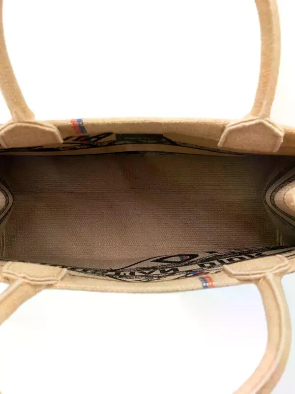 Dior 2022 Jute Embroidered Book Tote Bag - Neutrals