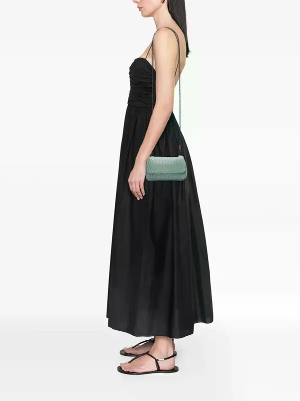 Bottega Veneta Mini Nappa Intrecciato Expandable Chain Flap Crossbody Bag - Green