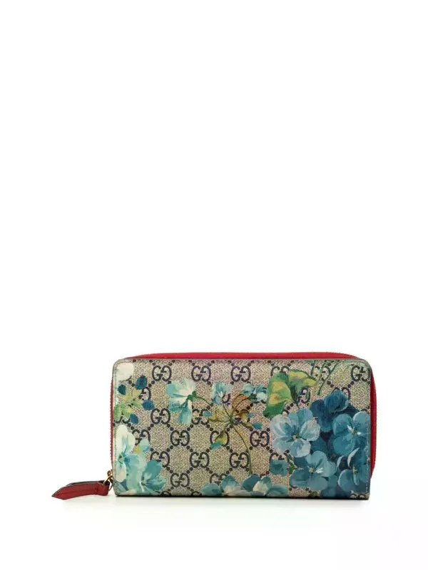 Gucci 2000-2015 Gg Supreme Blooms Zip Around Continental Wallet Long Wallets