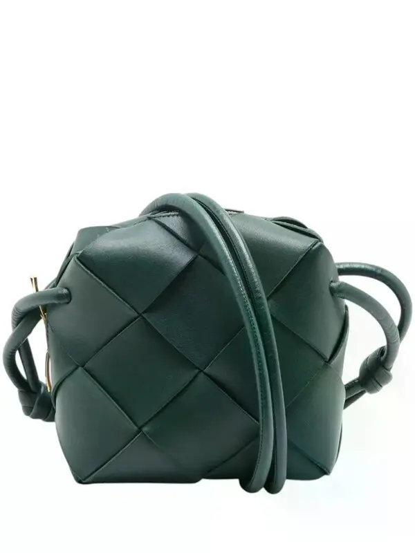 Bottega Veneta 2019-2026 Mini Lambskin Intreccio Loop Camera Bag Crossbody Bag - Green