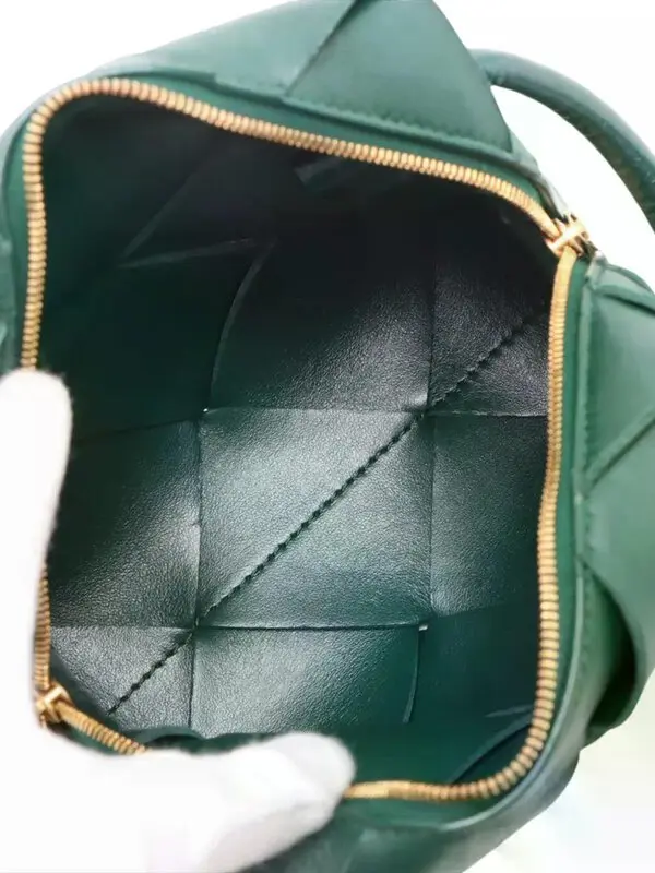 Bottega Veneta Mini Lambskin Intreccio Loop Camera Bag - Green