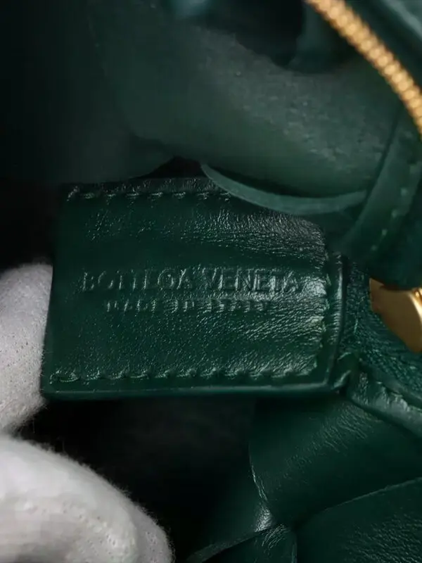 Bottega Veneta Mini Lambskin Intreccio Loop Camera Bag - Green
