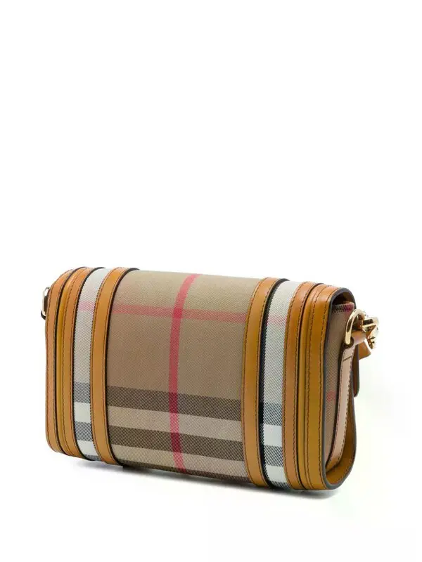 Burberry House Check Canvas And Leather Trimmed Bridle Crossbody Bag