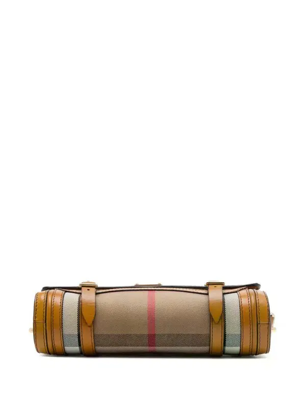 Burberry House Check Canvas And Leather Trimmed Bridle Crossbody Bag
