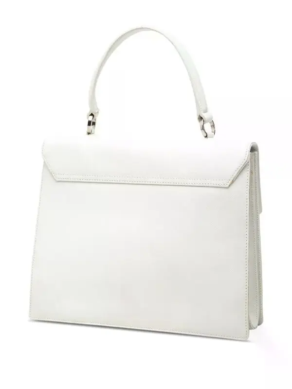 FERRAGAMO 1990-2010 Leather Gancini Satchel - White