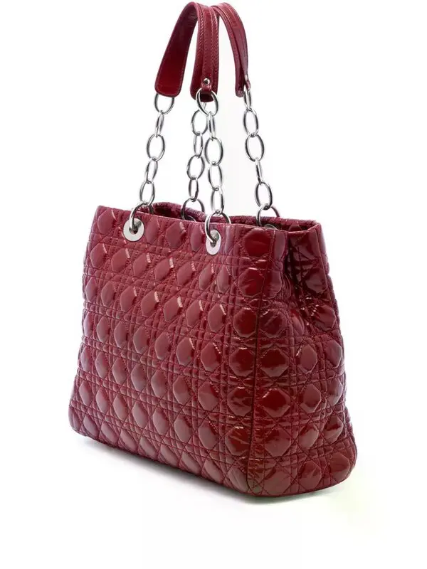 Dior Patent Cannage Lady Shopping Tote Bag - Red