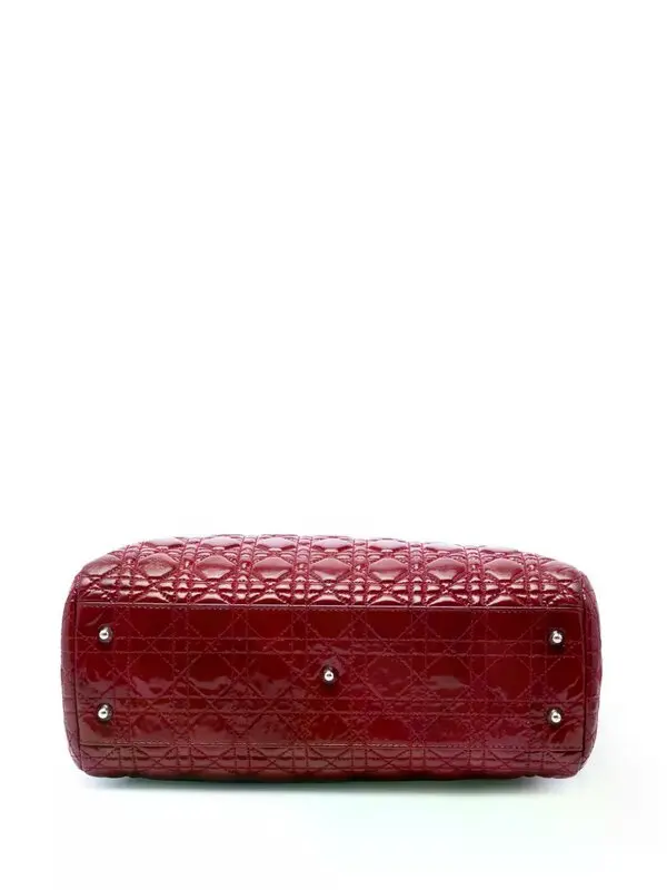 Dior Patent Cannage Lady Shopping Tote Bag - Red