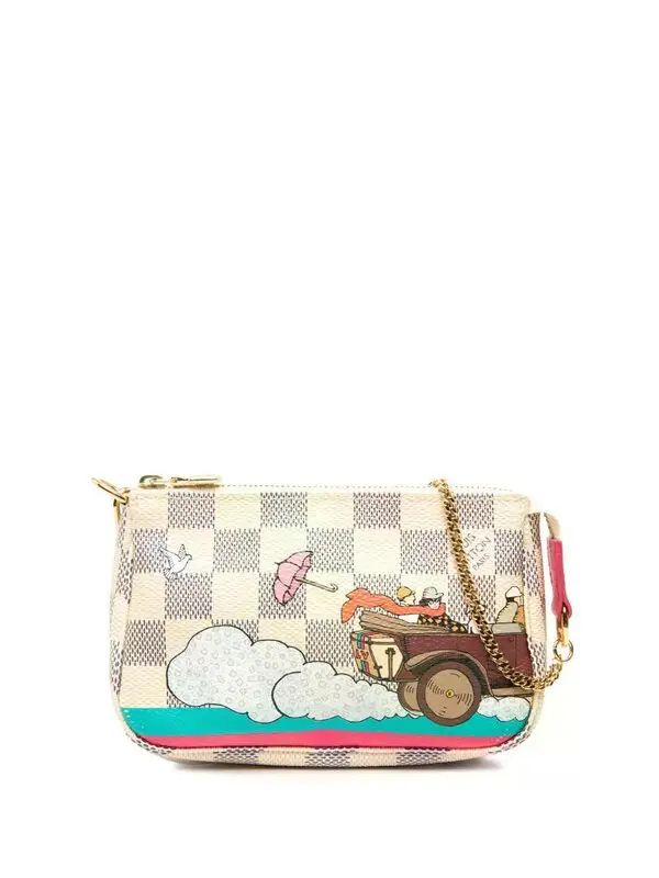 LOUIS VUITTON 2015 Damier Azur Evasion Mini Pochette Accessoires Handbag - White