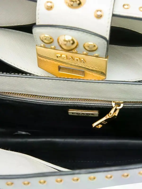 Prada 2010-2026 Studded Saffiano Turnlock Handbag