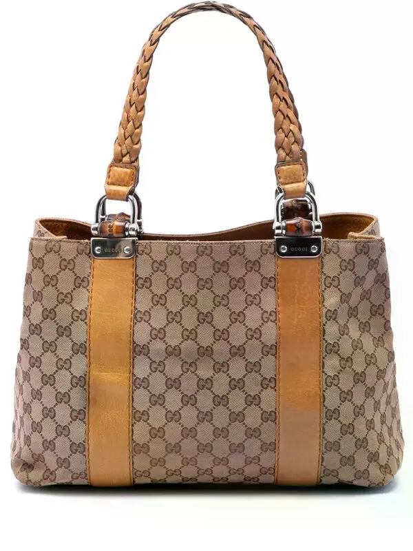 Gucci 2016-2026 Medium Gg Canvas Bamboo Libeccio Tote Bag