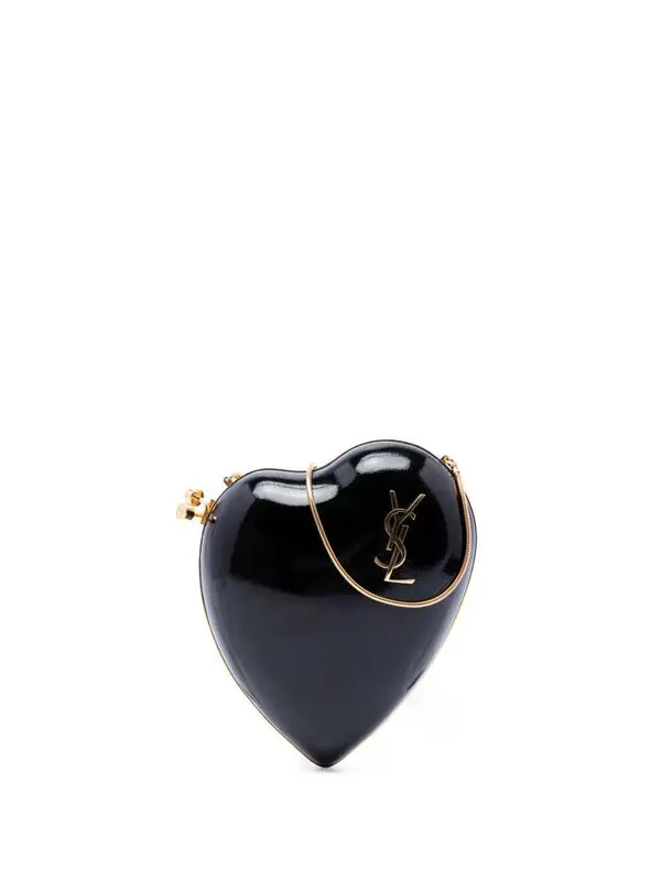 Saint Laurent 2018 Patent Love Box Chain Clutch Crossbody Bag - Black
