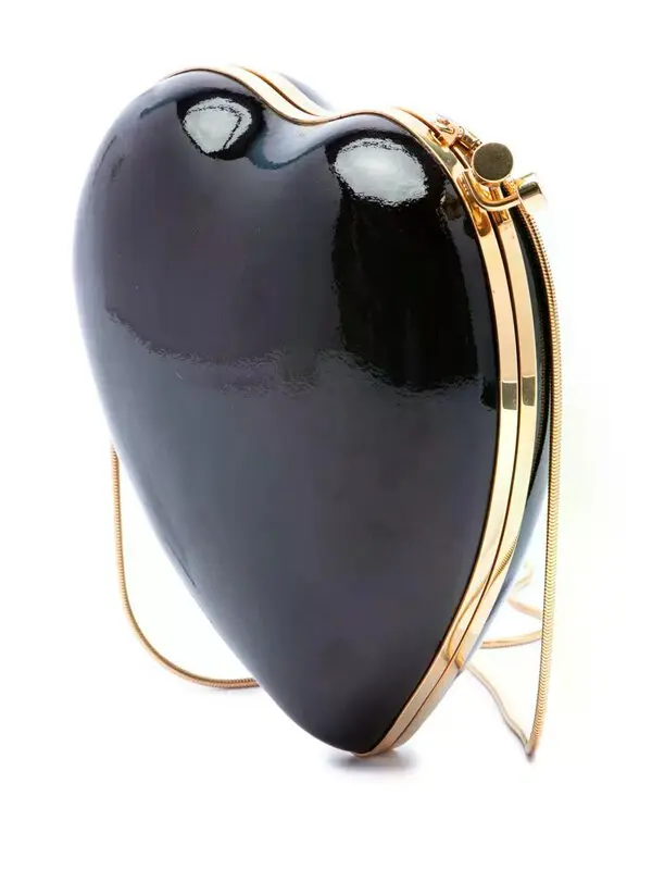 Saint Laurent Patent Heart Box Chain Crossbody Bag - Black