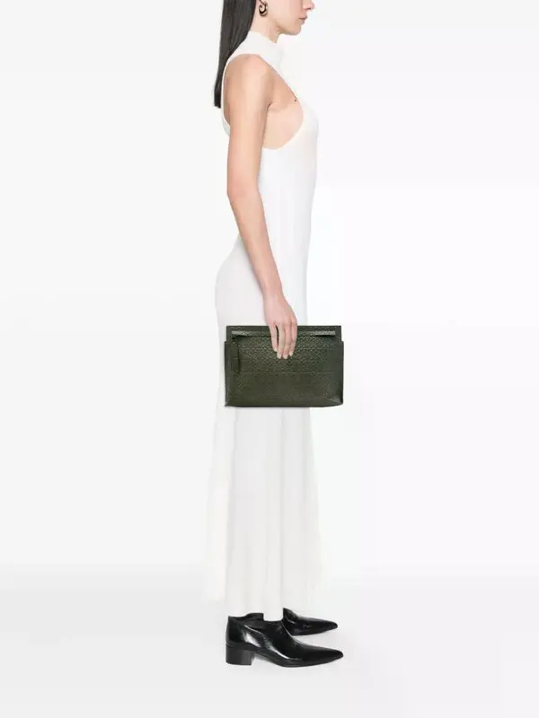 Loewe Embossed Leather Anagram Repeat T Pouch Clutch Bag