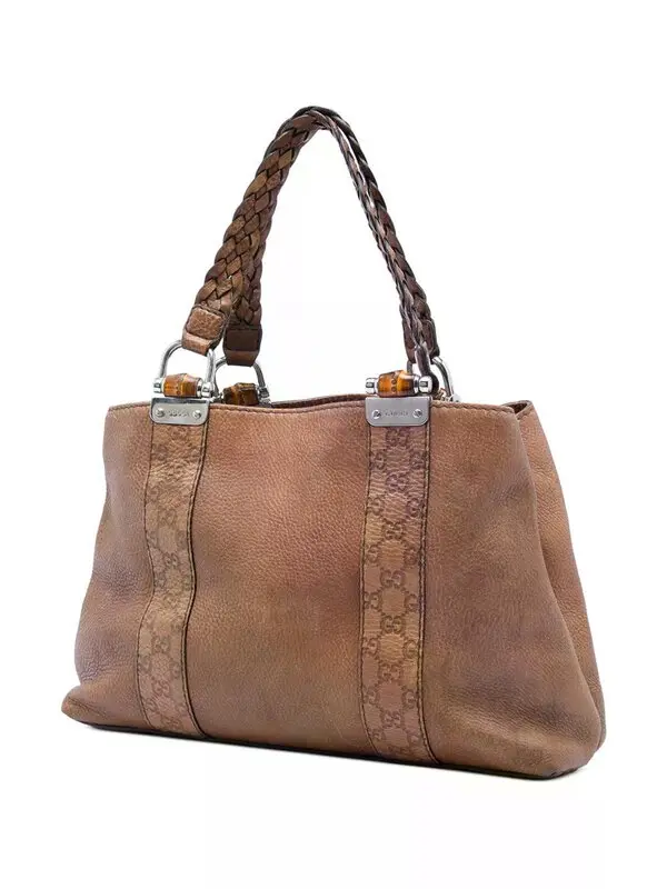 Gucci 2016-2026 Medium Guccissima Trimmed Calfskin Bamboo Libeccio Tote Bag