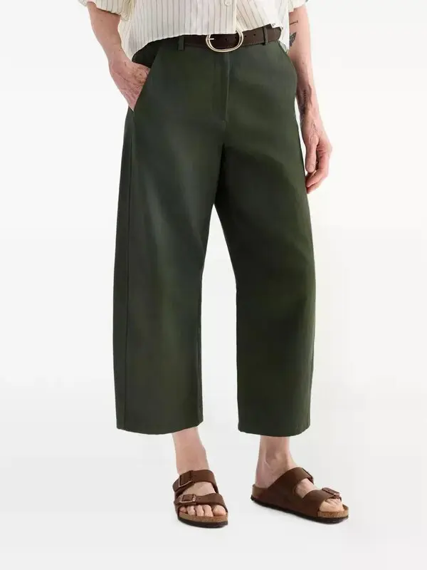 TWP Slouchy Bf Barrel-leg Cropped Trousers - Green