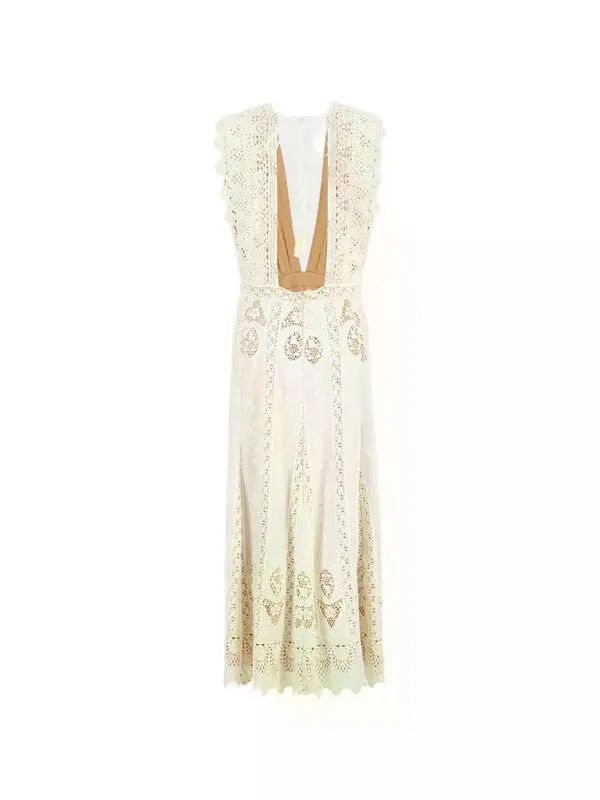Johanna Ortiz Grace In The Open Fields Lace-embroidered Maxi Dress - Neutrals