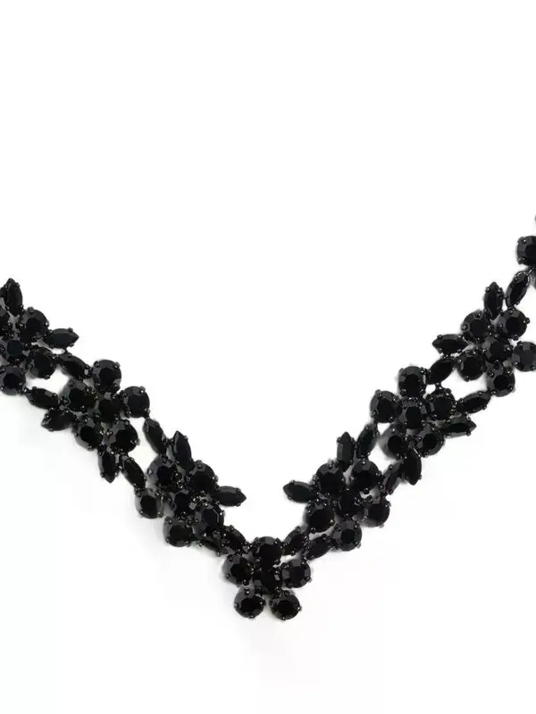 Simone Rocha V-line Floral Embellished Necklace - Black