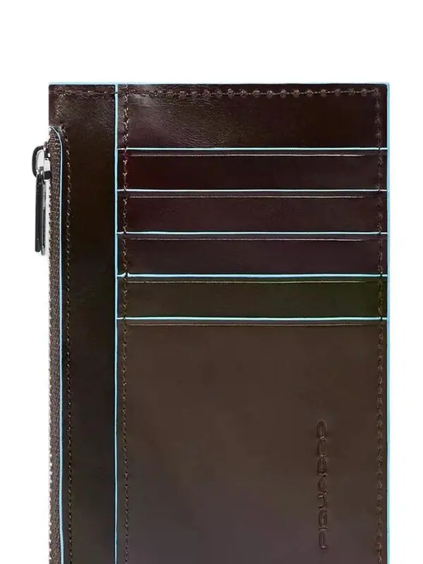 PIQUADRO Leather Zip-pocket Card Holder