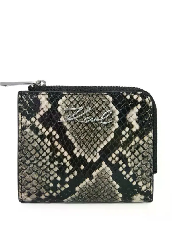 Karl Lagerfeld Small K/signature Leather Bi-fold Wallet - Black