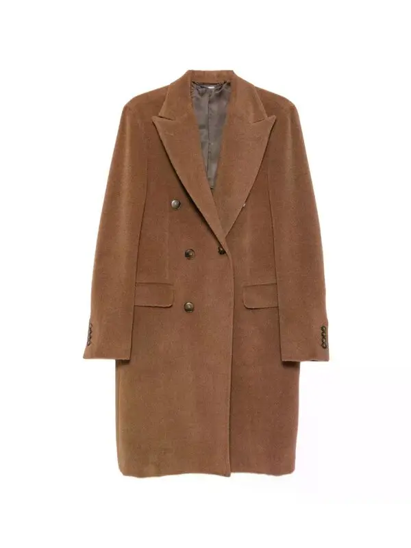 Canali Double-breasted Peak-lapel Coat - Brown