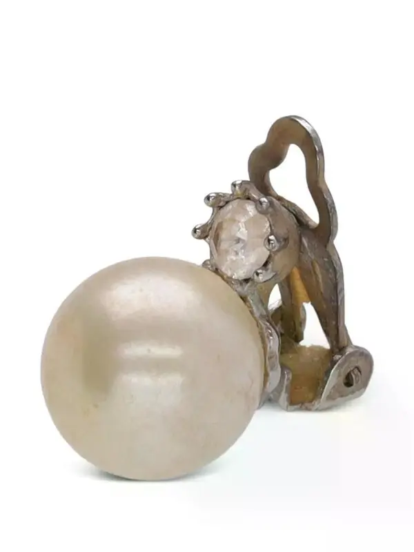 Vintage Pearl And Crystal Clip-on Earrings