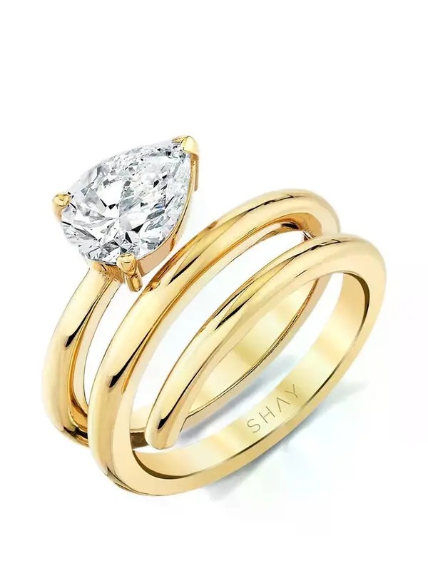 Shay Diamond Pear Spiral Ring - Gold