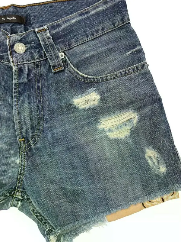 HTC LOS ANGELES Distressed Bandana-insert Shorts