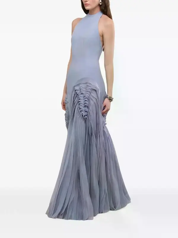 AMUR Elani Wave-pleated Gown