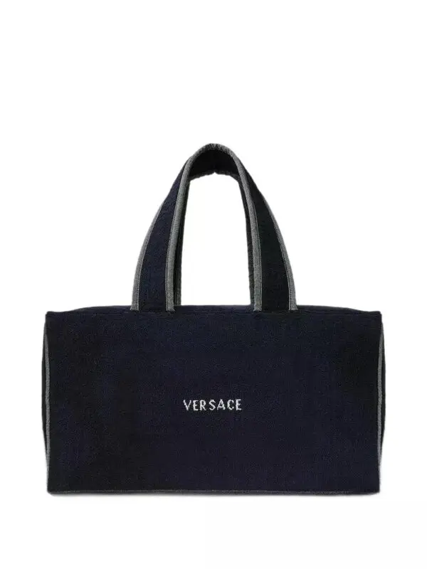 Versace Terry Cloth Jacquard Medusa Gym Bag - Blue