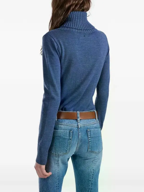 Barbara Bui Button-neck Merino Wool Sweater