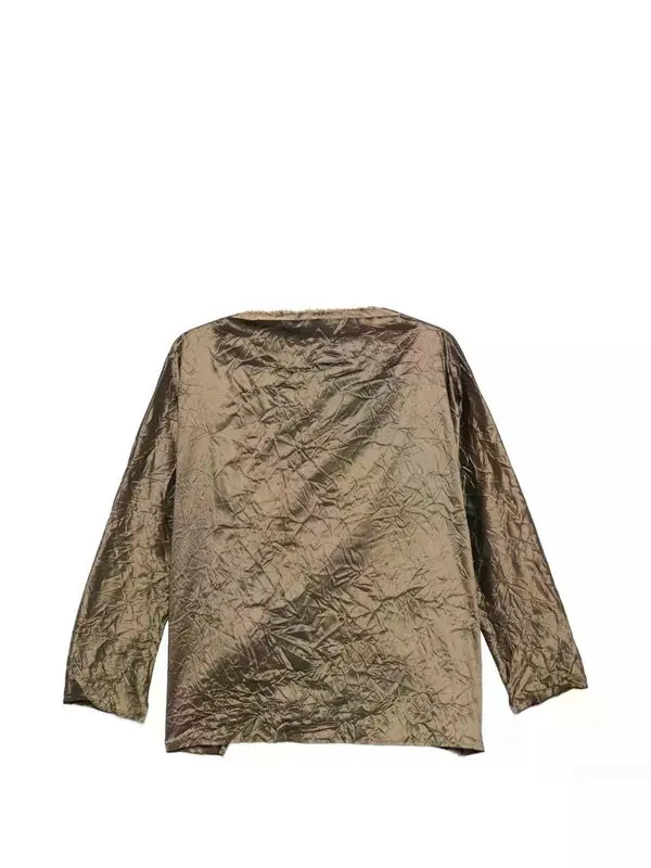 DANIELA GREGIS Crinkled High Neck Long Sleeve Blouse