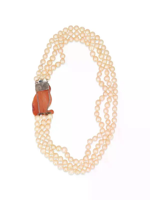Vintage Owl Detail Necklace With Faux Pearls