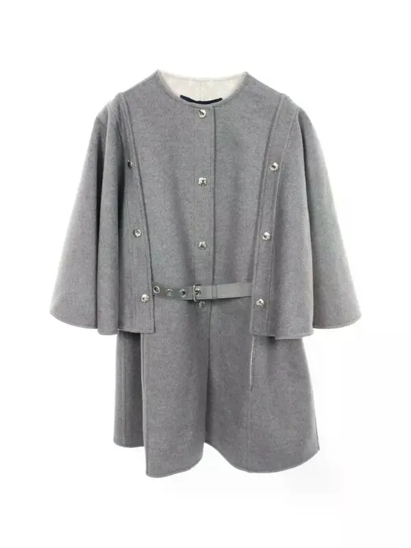 LOUIS VUITTON 2020s Cape-sleeve Belted Coat - Grey
